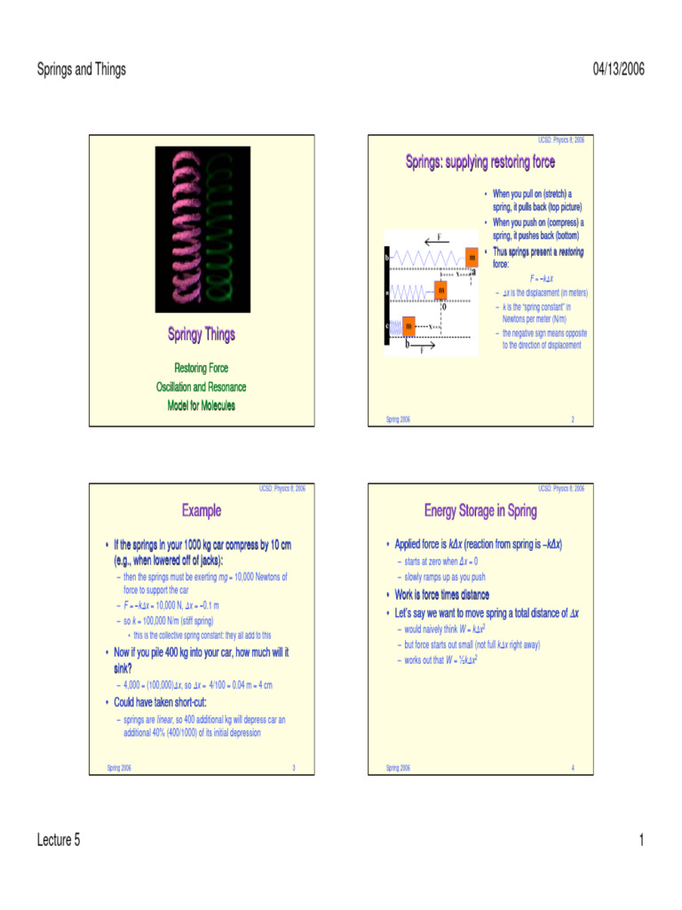 05 Springs | PDF | Resonance | Oscillation