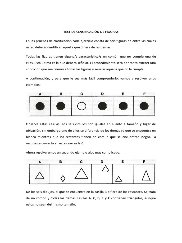 Test de Clasificación de Figuras | PDF | Artes del Lenguaje y ...
