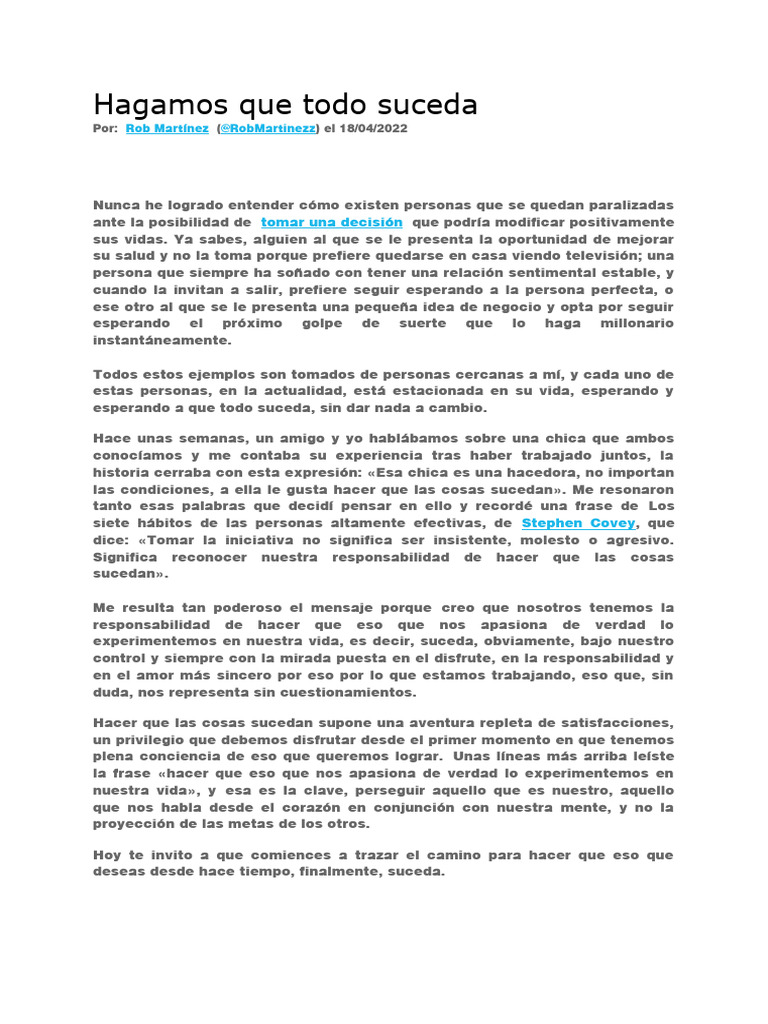 Hagamos Que Todo Suceda | PDF