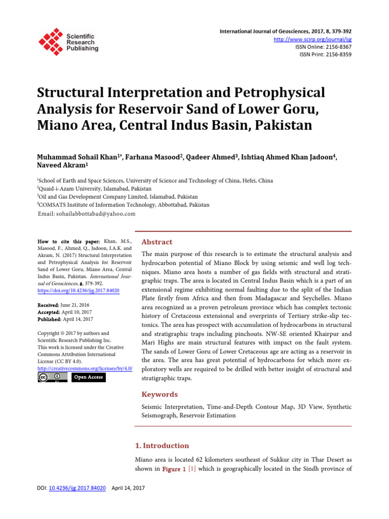 Structural Interpretation and Petrophysical Analysis For Reservoir Sand ...
