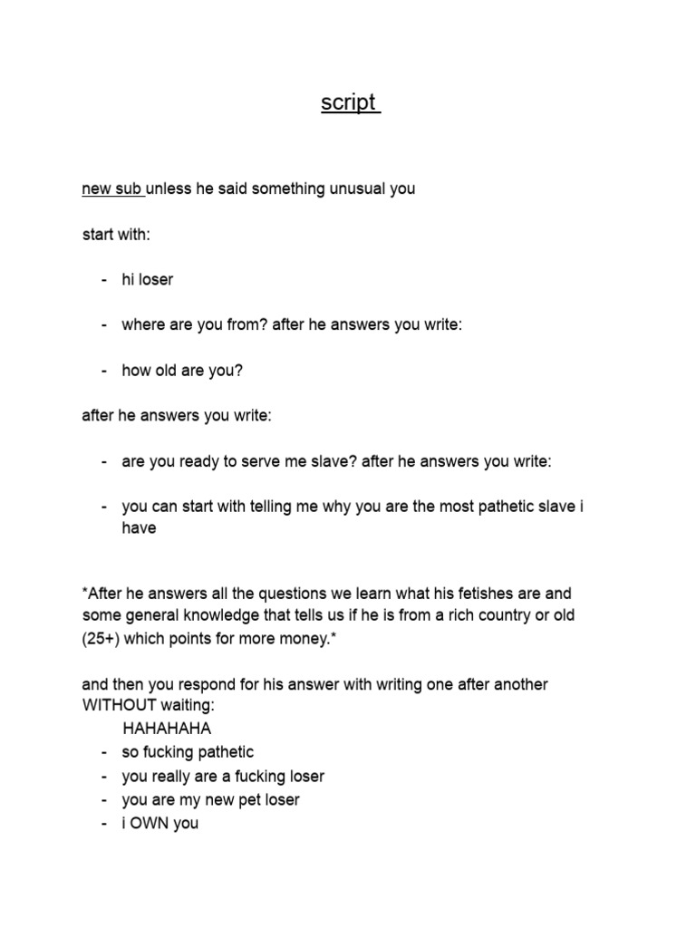 Script FEMDOM FINDOM | PDF