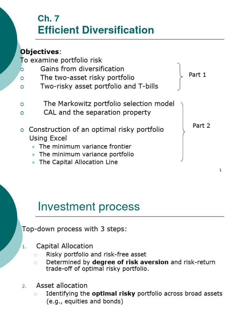 CH 7 Efficient Diversification (Part 1) (W2024) | PDF | Diversification (Finance) | Modern ...