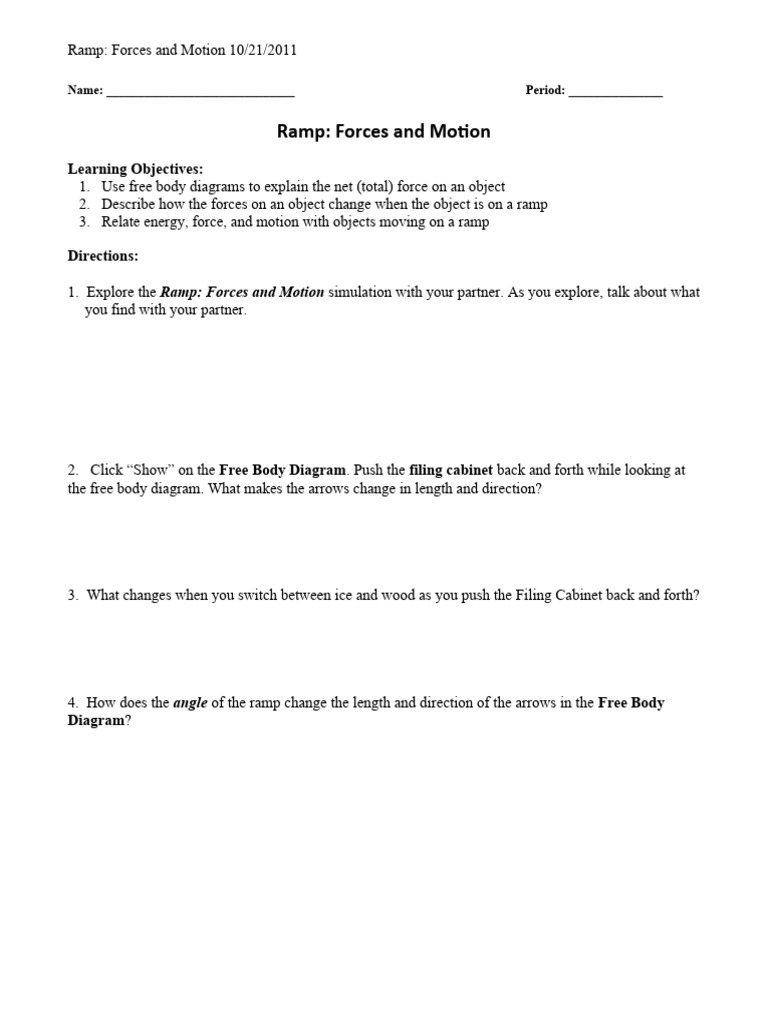 Ramp Forces and Motion - 10!21!2011 | PDF