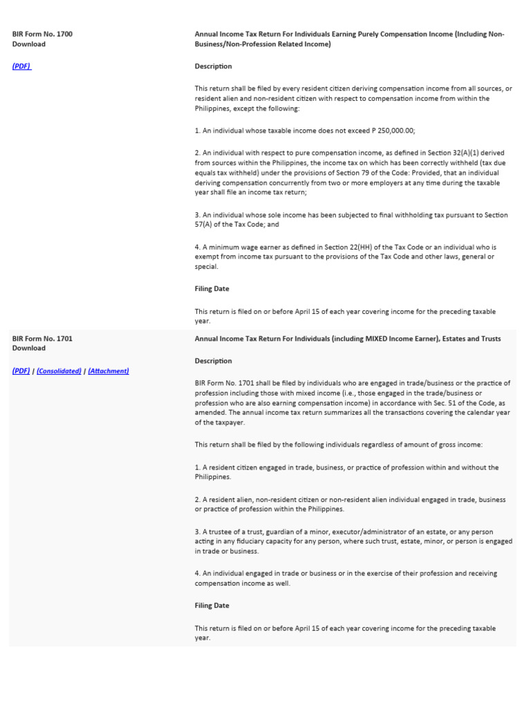 BIR Forms | PDF | Income Tax | Taxes