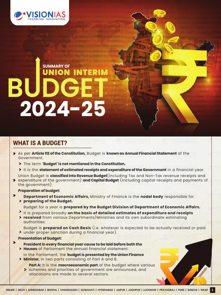 VisionIAS Union Budget February 2024 Summary of Union Interim Budget ...