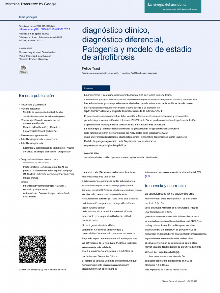 Artrofibrosis: Diagnóstico y Tratamiento | PDF | Rodilla | Terapia física