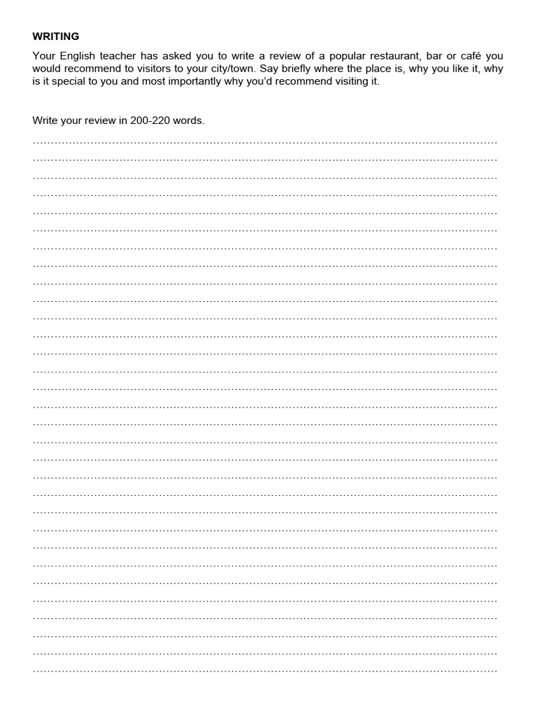WRITING Restaurant Review | PDF