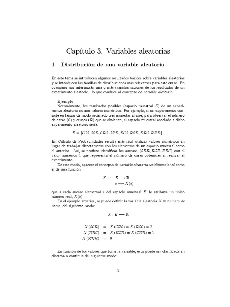Probabilidad - A - Variable Aleatoria Unidimensional - Muy Bien Explicado | PDF | Variable ...