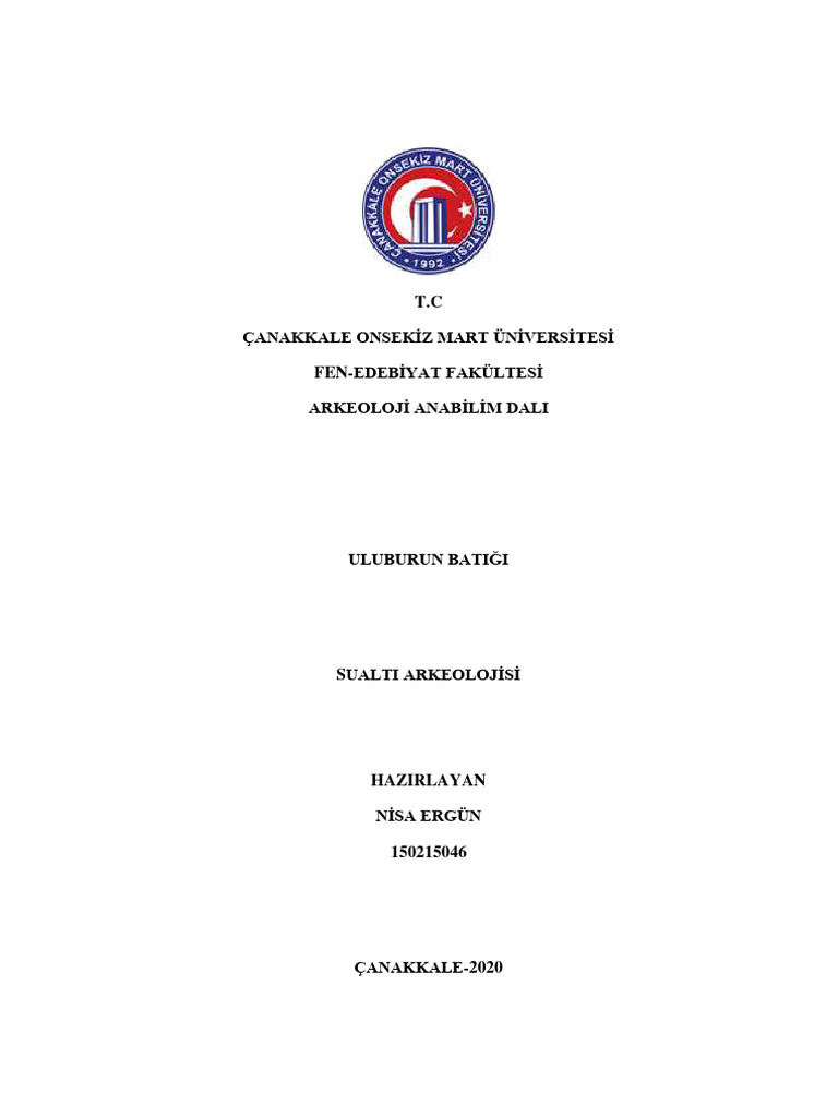 Sualti Ark Uluburun Batigi Nisa Ergun | PDF