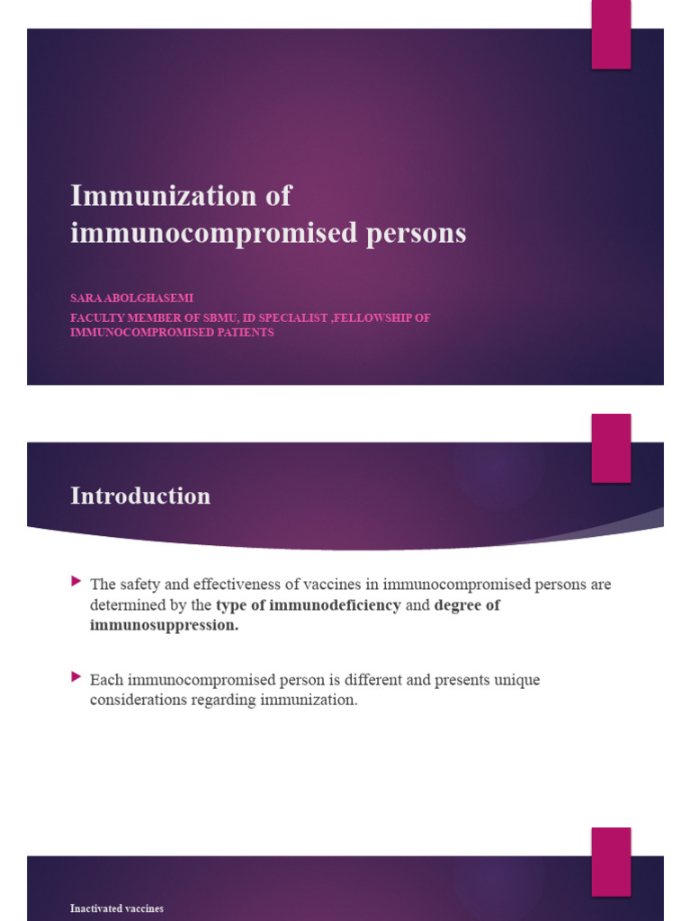 Immunization of Immunocompromised Persons | PDF Immunization of Immunocompromised Persons | PDF