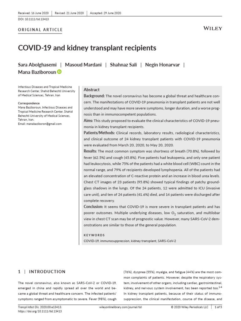 TID 9999 E13413 | PDF | Pneumonia | Kidney Transplantation