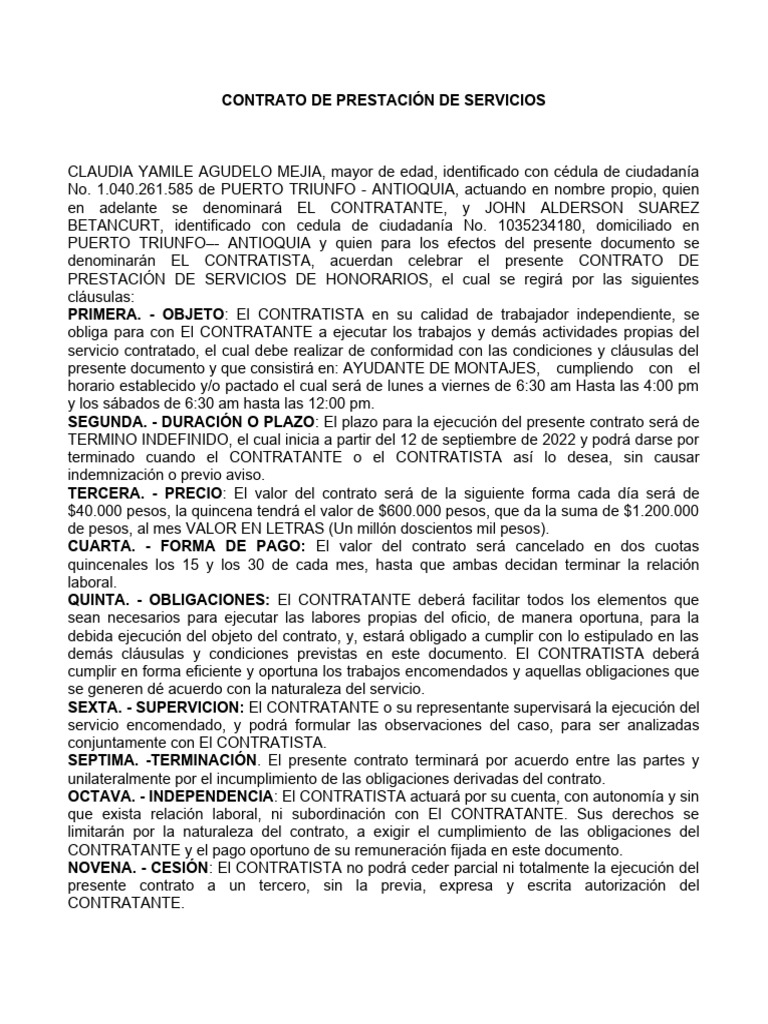 Carta de Prestacion de Servicios | PDF