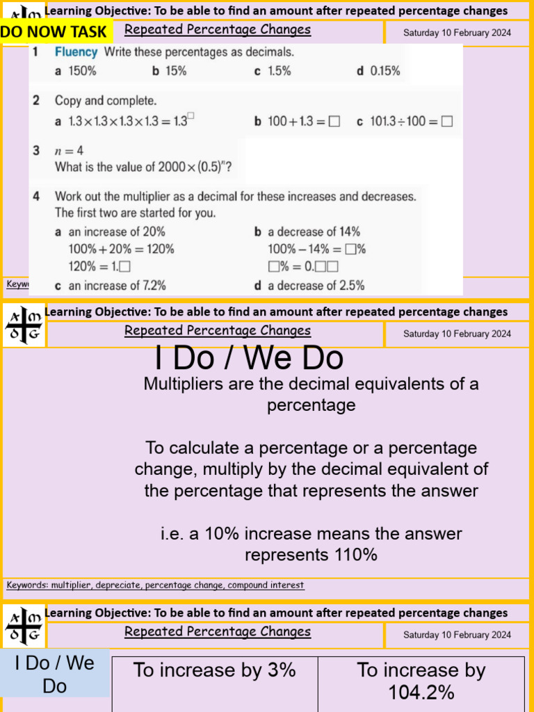 Calculating Repeated Percentage Changes | PDF | Percentage | Interest