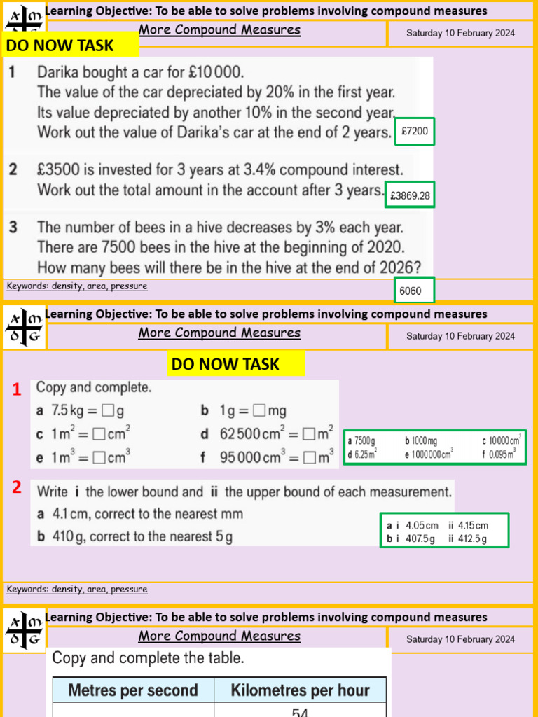 More Compound Measures | PDF | Density | Physical Quantities