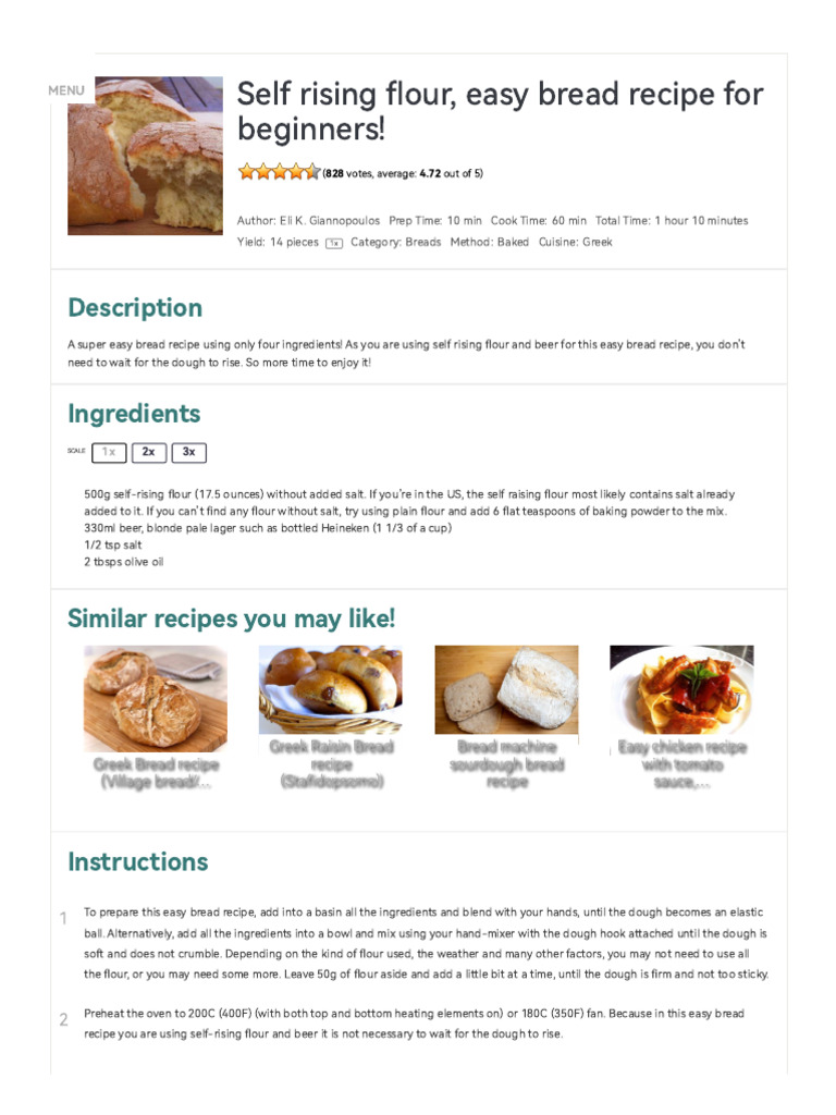 Self Raising Flour Bread - An Easy Recipe For Beginners! | PDF | Breads ...