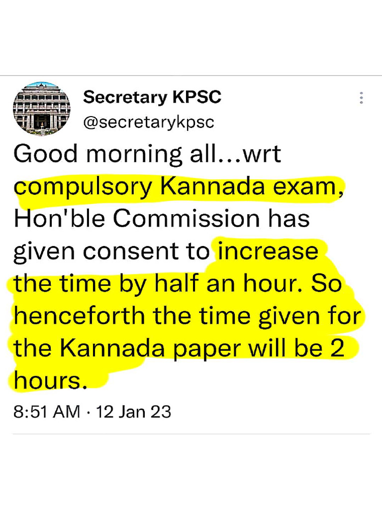 2 Hrs For Compulsory Kannada Exam.!! | PDF