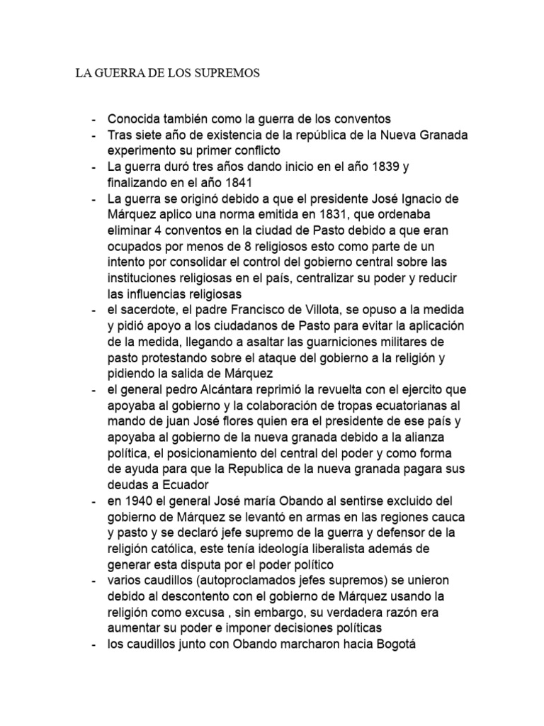 Guerra de los Supremos 1839-1842 | PDF