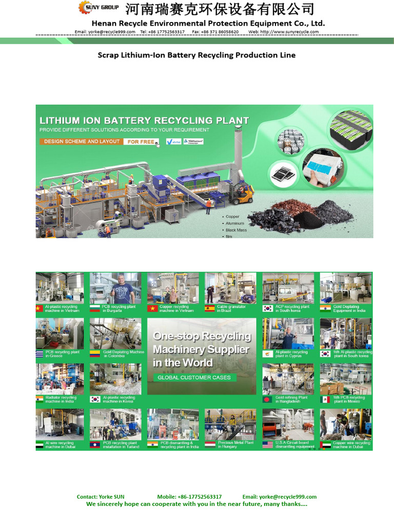 Brochure of Lithium-ion Battery Recycling Plant from Yorke of SUNY (1) | PDF | Lithium Ion ...