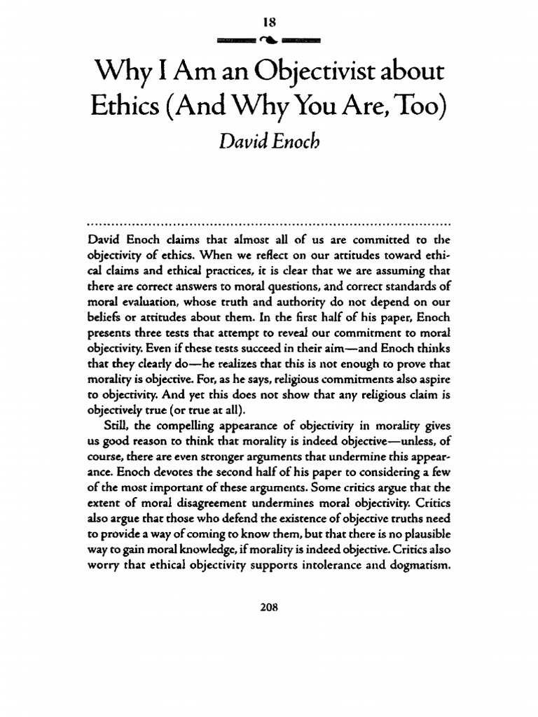 w3 - Enoch Why I'm An Objectivist About Ethics | PDF | Objectivity ...