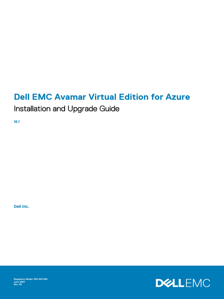 Avamar Virtual Edition For Azure Installation and Upgrade Guide | PDF ...