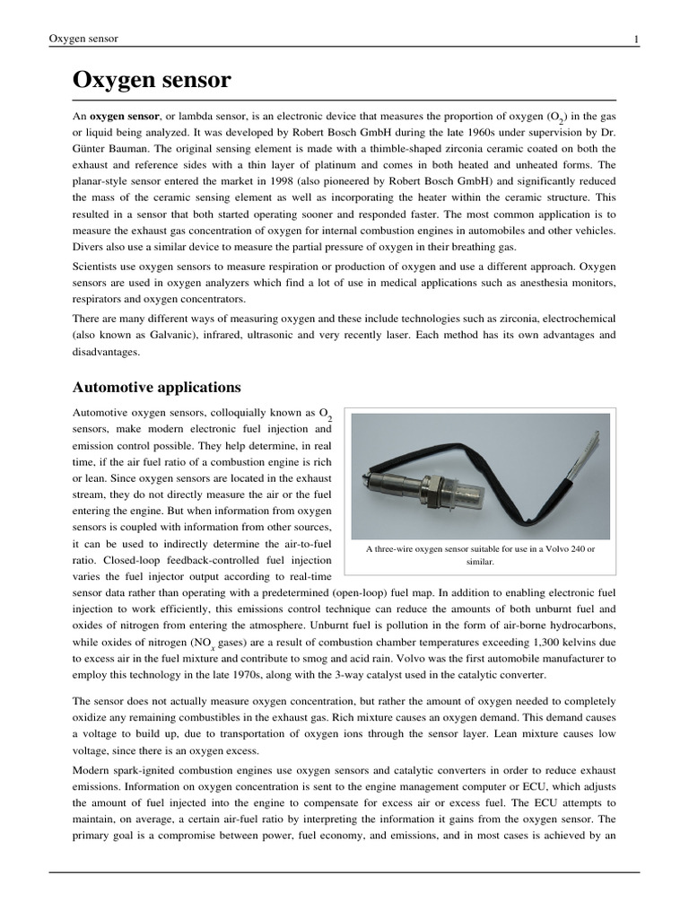 Oxygen Sensor | PDF | Materials | Physical Sciences