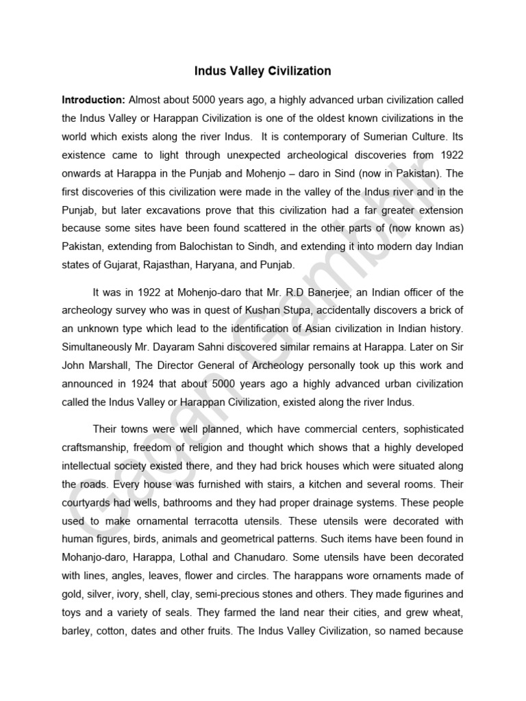 Indus Valley Civilization | PDF
