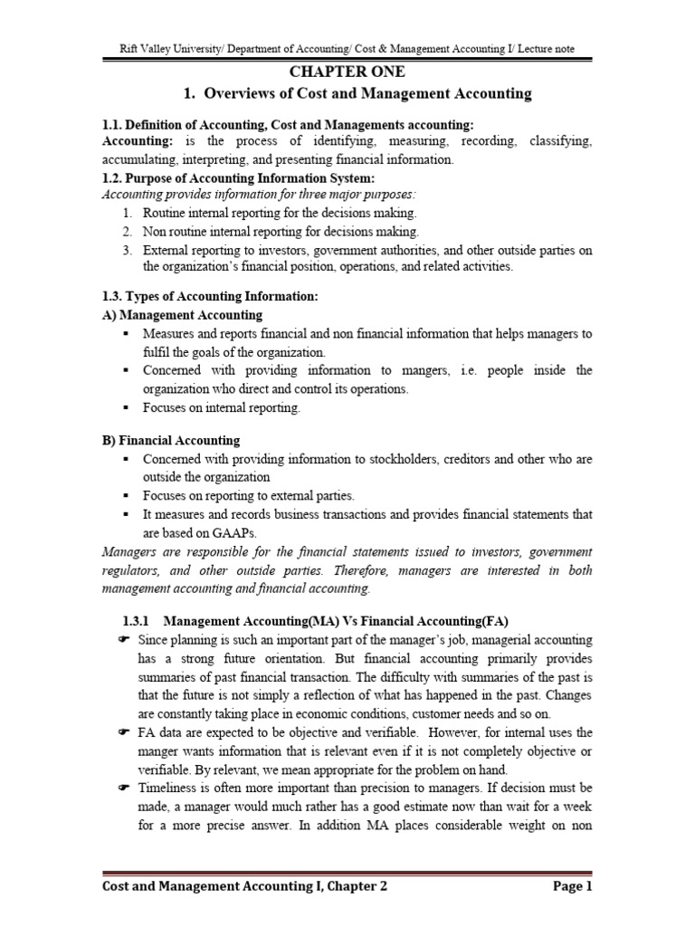 Chapter 1 Overview of Cost | PDF | Inventory | Cost