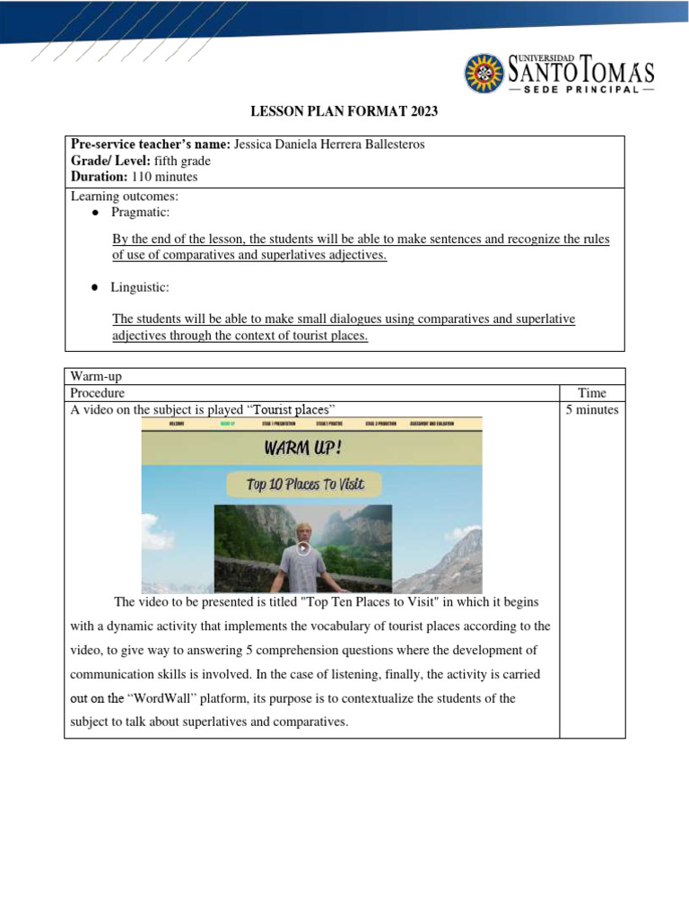 Lesson Plan Comparatives and Superlatives ITC | PDF