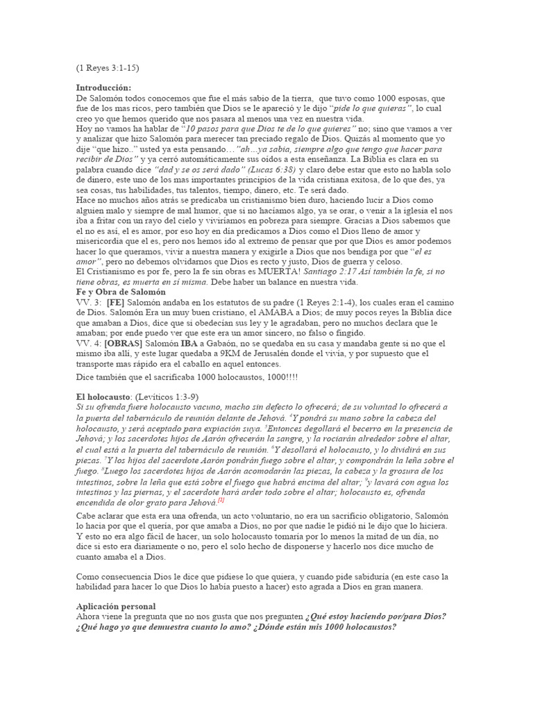 Sabiduría y Compromiso de Salomón | PDF | Libros de reyes | Dios
