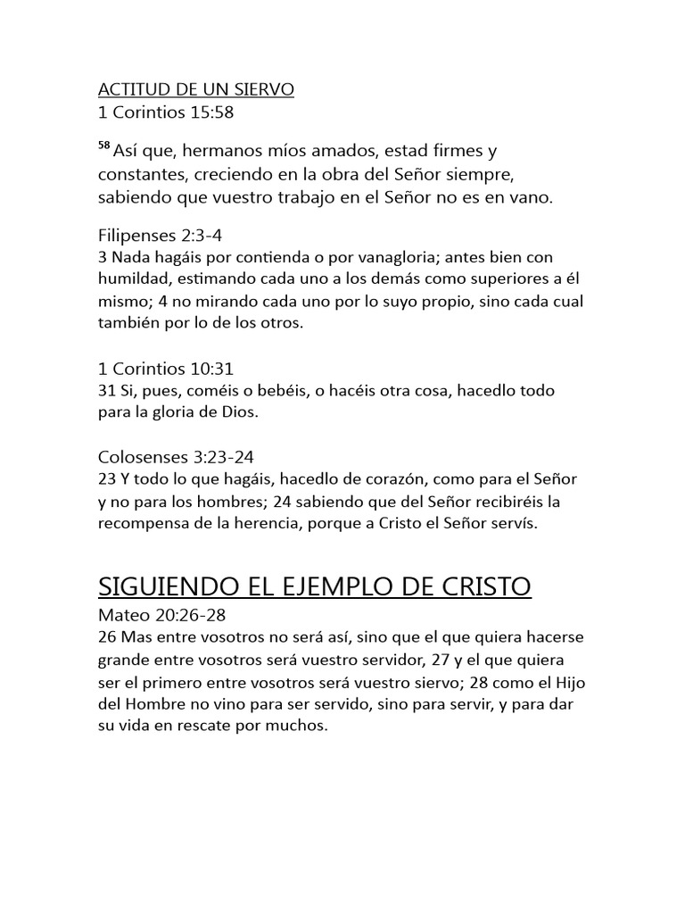 Actitud de Un Siervo | PDF | Primera epístola a los corintios ...