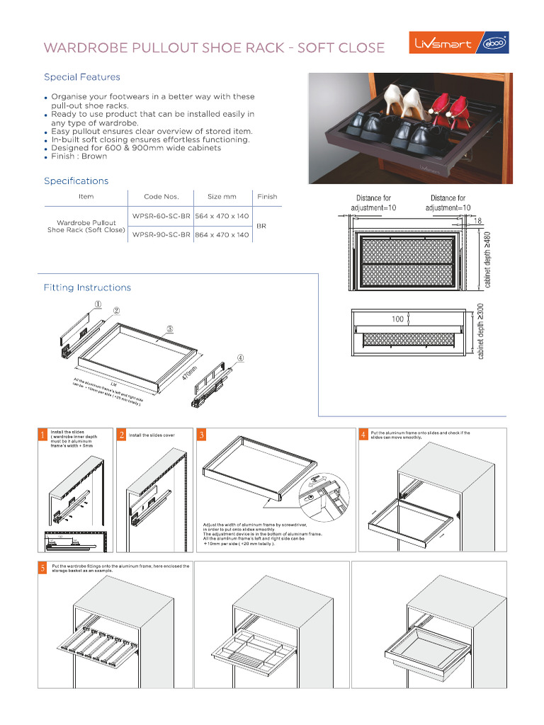 Wardrobe Pullout Shoe Rack Soft Close | PDF