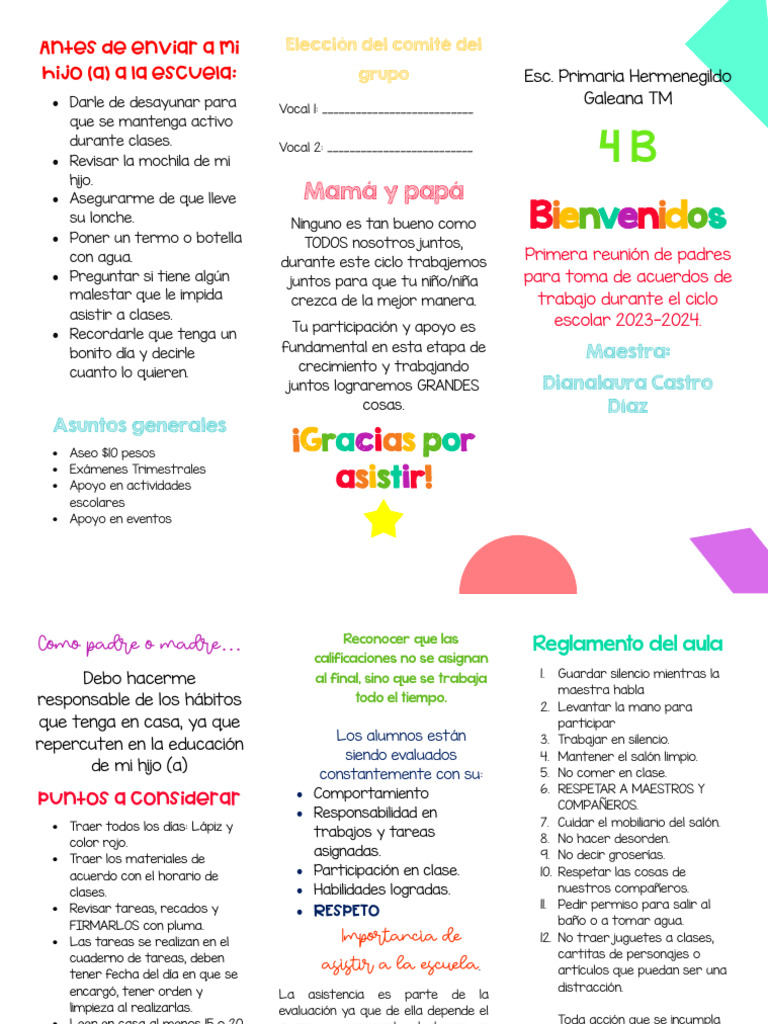 Folleto Primer Reunión de Padres de Familia | PDF