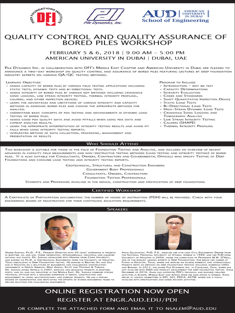Dubai Workshop Registration | PDF | Quality Assurance | Deep Foundation