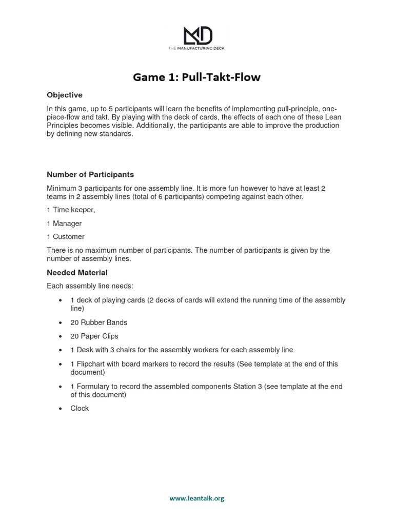 Pull Takt Flow Game | PDF