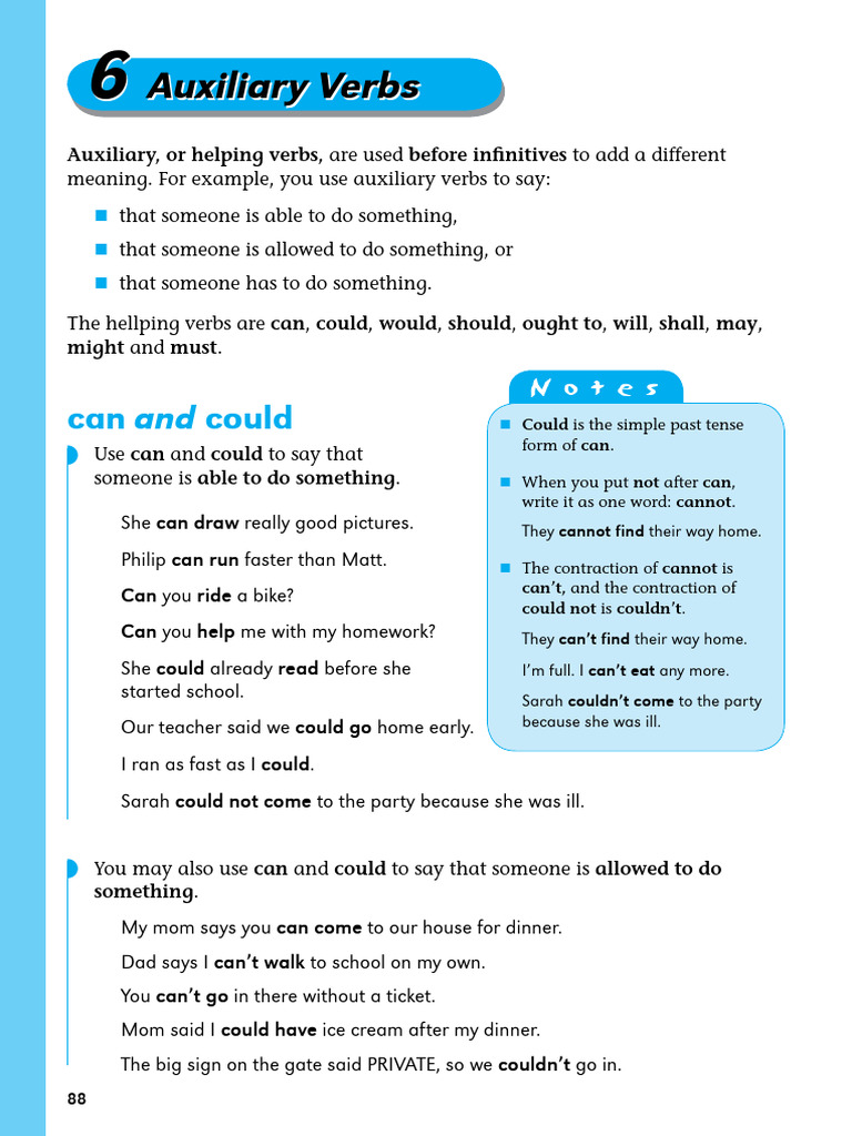 6 Auxiliary Verbs Pdf Grammar Linguistics