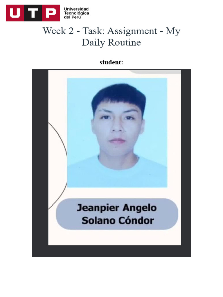 Week 2 TaskAssignment My Daily Routine | PDF