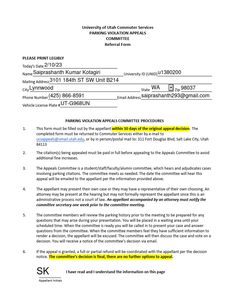Appeals Committee Form New | PDF | Appeal | Judiciaries
