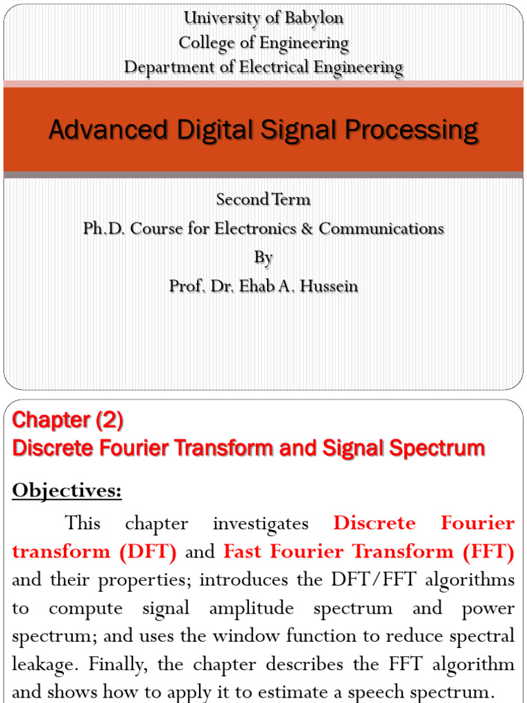 Advanced Digital Signal Processing Ch2 | PDF | Spectral Density | Discrete Fourier Transform