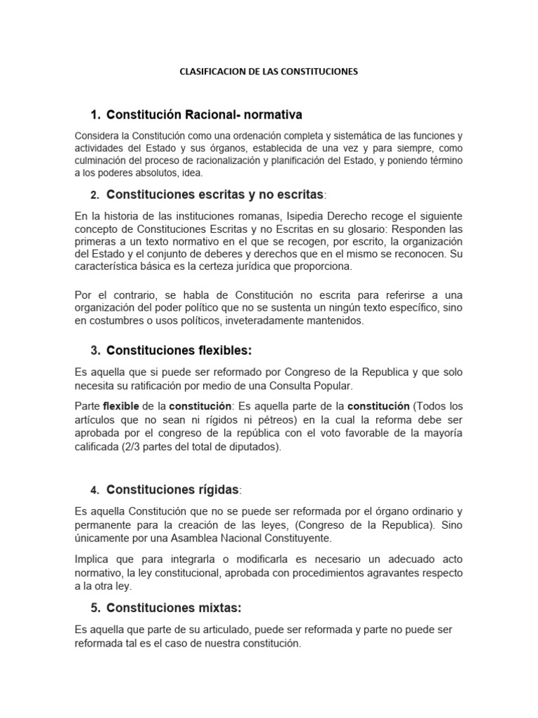 Clasificacion de Las Constituciones | PDF