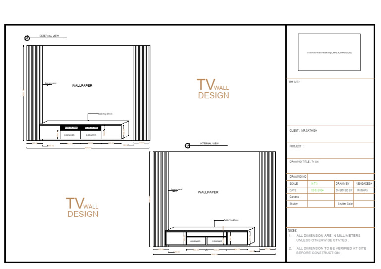 Tv Unit Design 2d Pdf Architectural Elements
