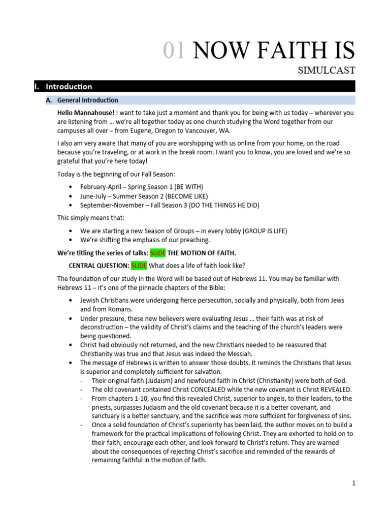 01 Now Faith Is - Notes | PDF | Jesus | Faith