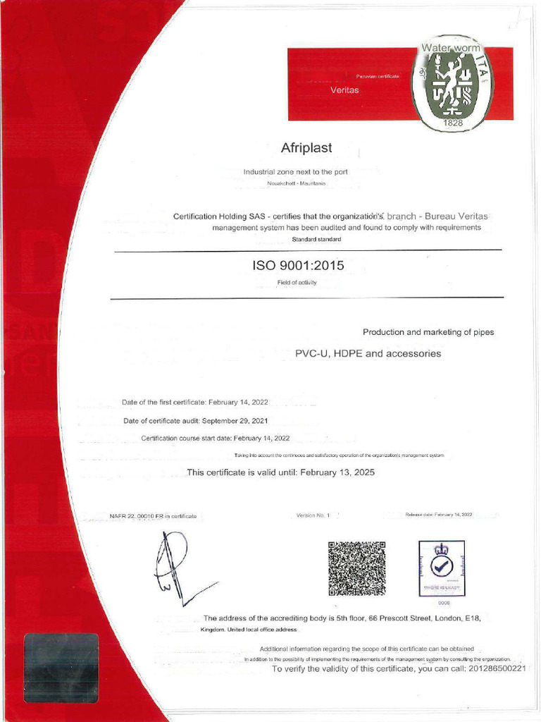 Cert Afriplast | PDF