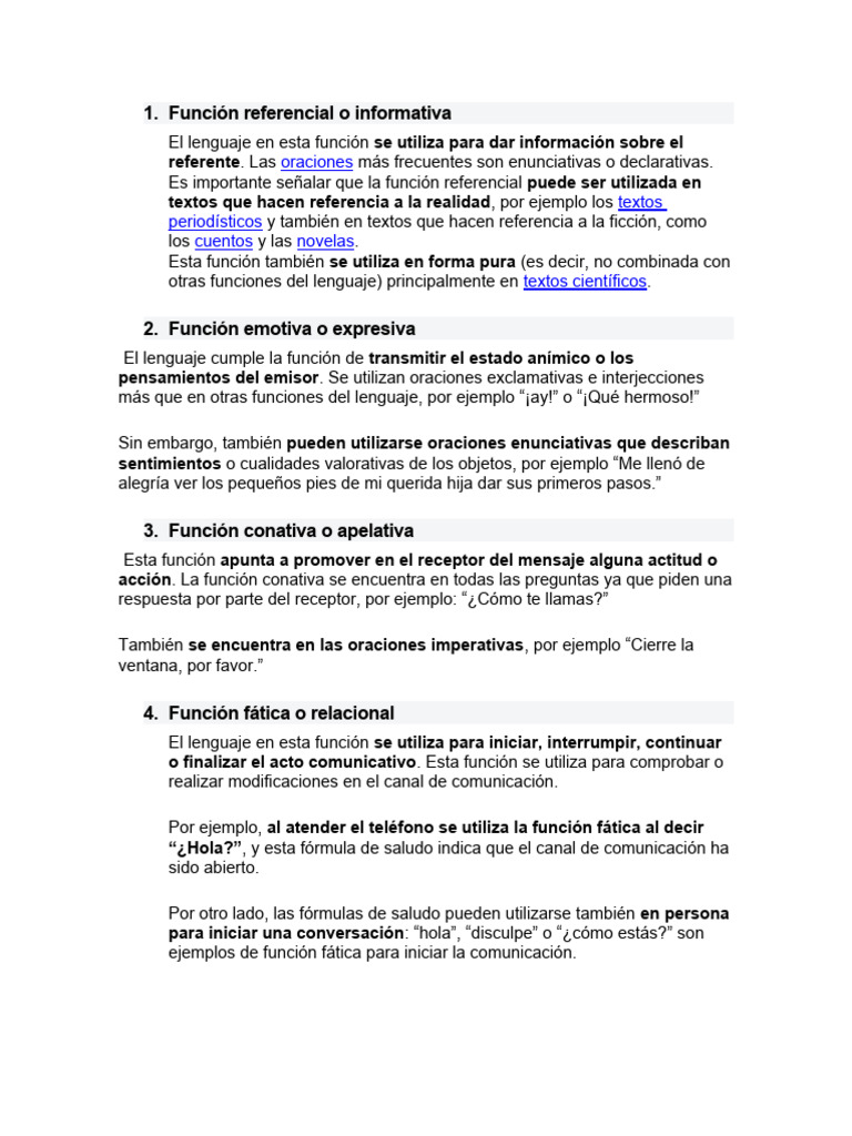 Función referencial o informativa | PDF | Comunicación humana ...