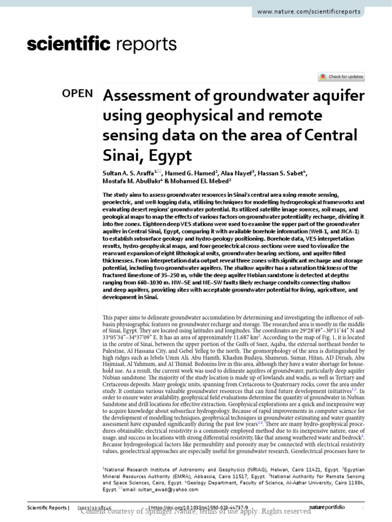 Assessment of Groundwater Aquifer Using Geophysica | PDF | Groundwater ...