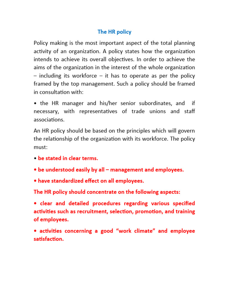 Essential HR Policy Framework Guide | PDF