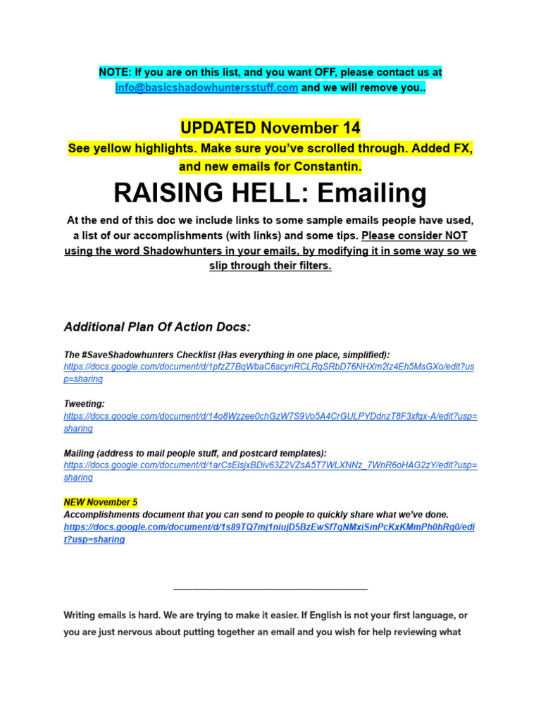 Plans of Action - EMAILING | PDF | Advertising | Video On Demand