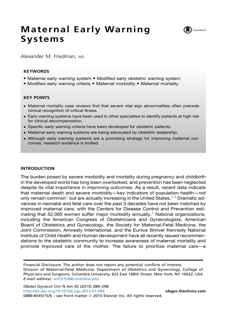 Maternal Early Warning | PDF | Blood Pressure | Maternal Health