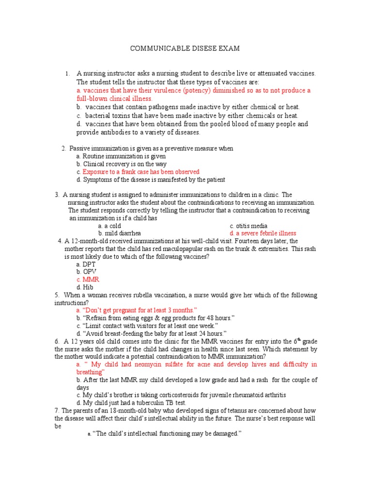 Communicable Diseases Exam Review | PDF | Tuberculosis | Sexually ...