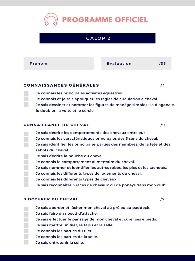 Programme Officiel Galop 2 | PDF