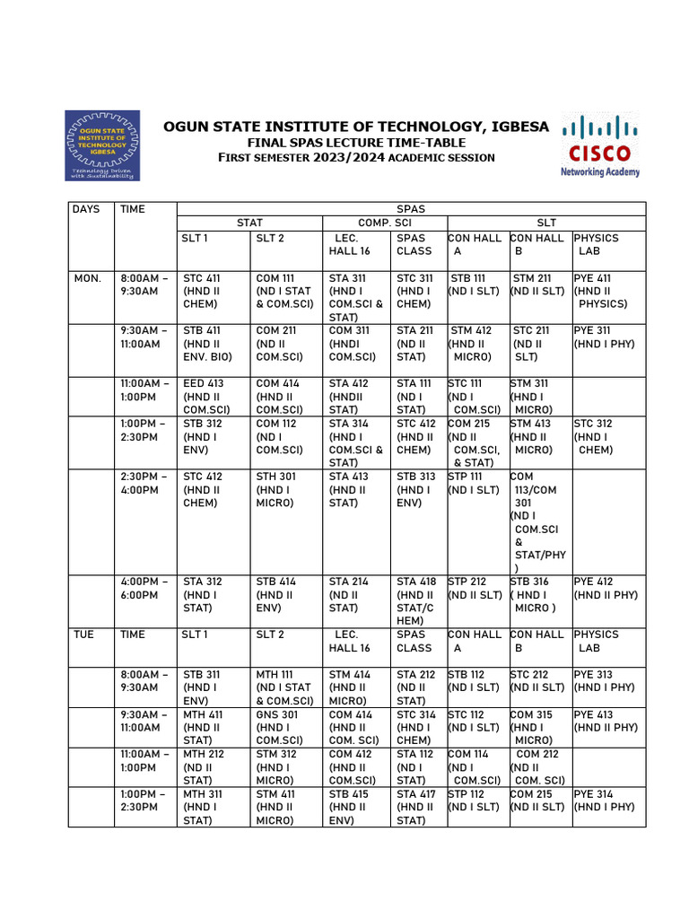 2023 - 2024 SPAS Lecture Timetable | PDF | Science & Mathematics ...